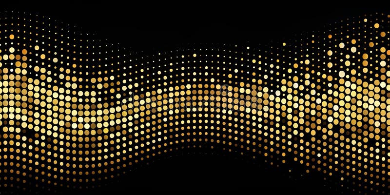 Abstract Gold Dotted Wave Pattern on Black Background. Generative AI ...
