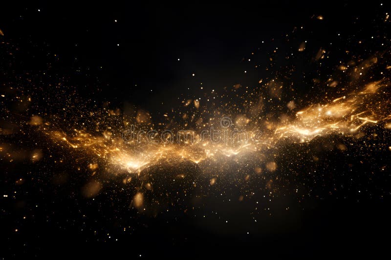 Abstract Gold Dust Explosion on Black Background. Generative AI Stock ...
