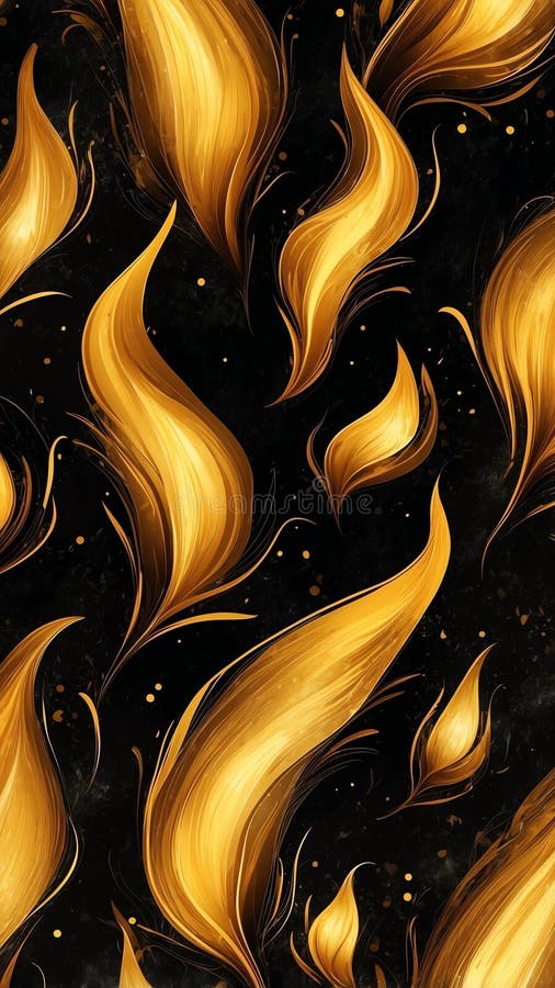 Abstract Gold Fire Design in Black Ai Generated Stock Illustration ...