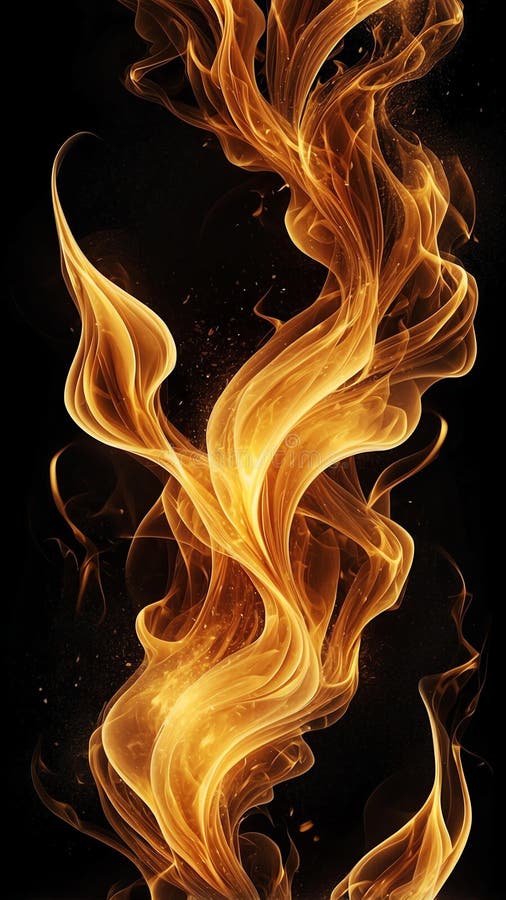 Abstract Gold Fire Design in Black Ai Generated Stock Illustration ...