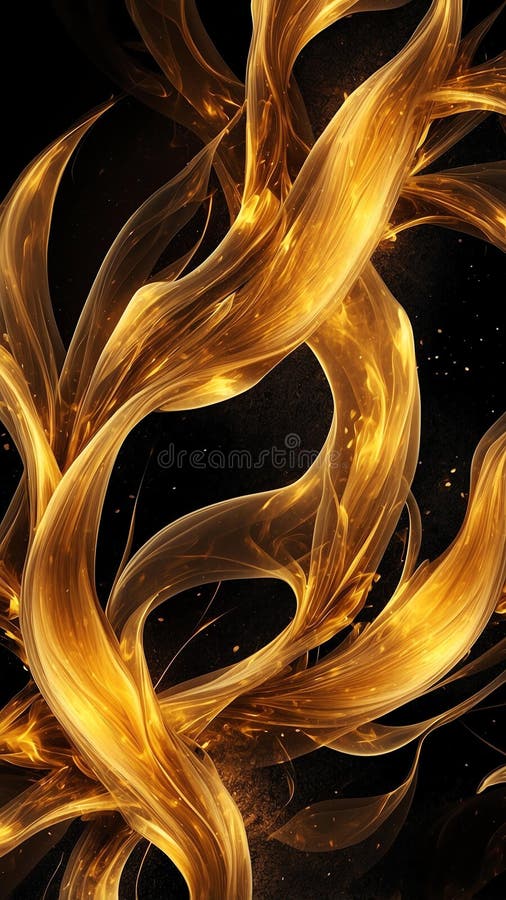 Abstract Gold Fire Design in Black Ai Generated Stock Illustration ...