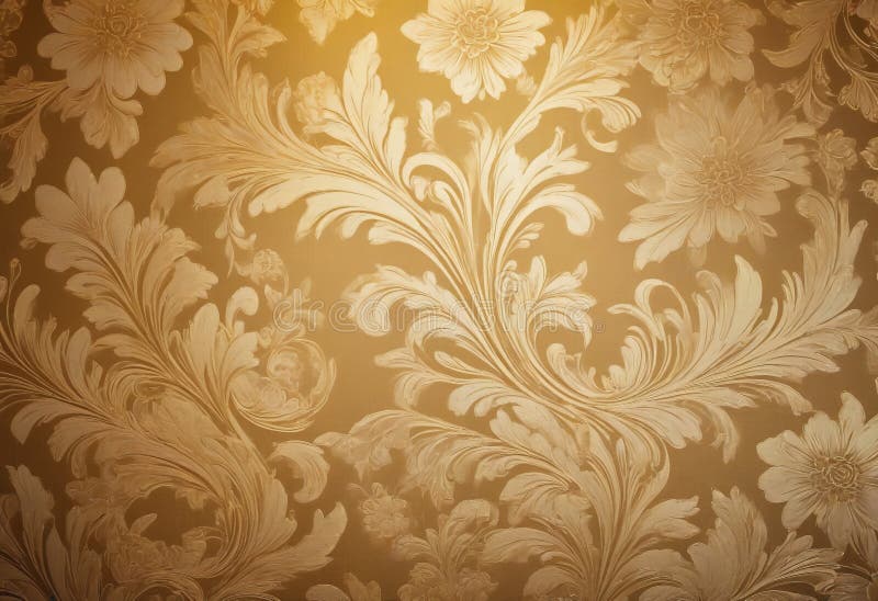 Abstract Gold Floral Fabric Pattern Stock Illustration - Illustration ...
