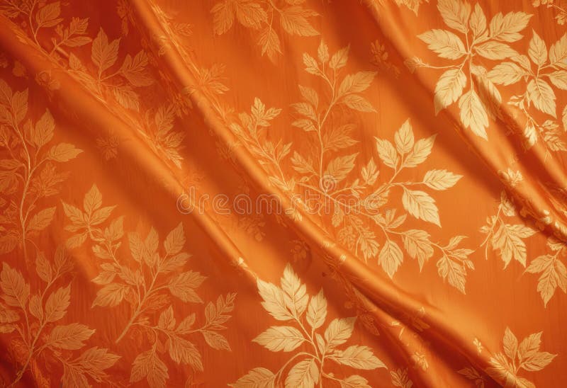 Abstract Gold Floral Fabric Pattern Stock Illustration - Illustration ...