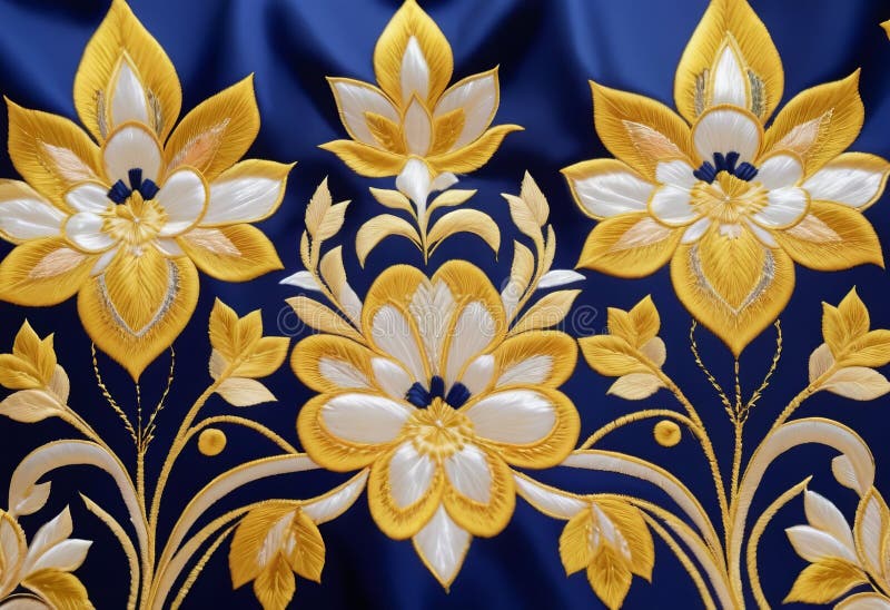 Abstract Gold Floral Fabric Pattern Stock Illustration - Illustration ...