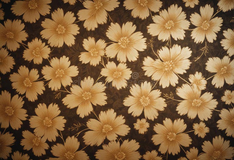 Abstract Gold Floral Fabric Pattern Stock Illustration - Illustration ...