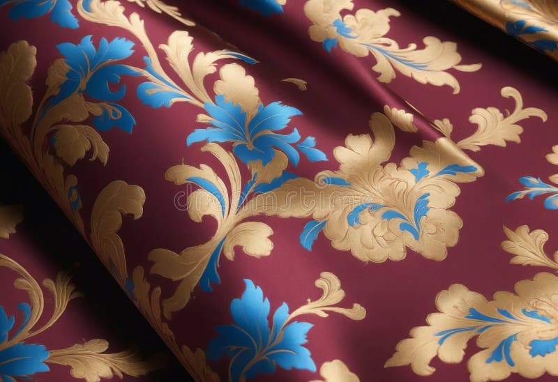 Abstract Gold Floral Fabric Pattern Stock Illustration - Illustration ...