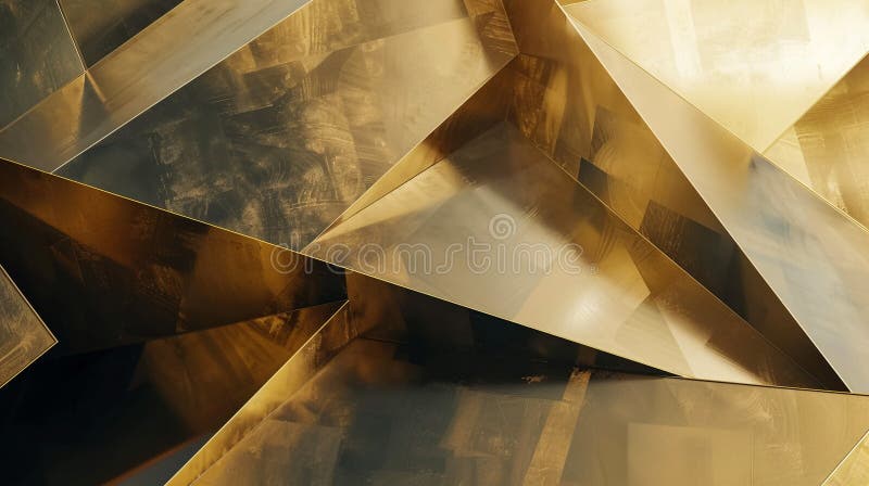 Abstract Gold Geometric Background with Angular Shapes and Metallic ...