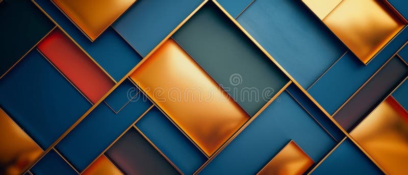 Abstract Gold Geometry Lines on Blue Background Stock Illustration ...