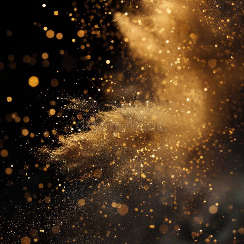 Abstract Gold Glitter Explosion on Black Background Stock Illustration ...