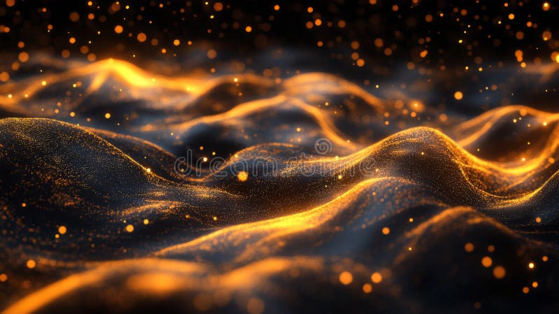 Abstract Gold Glitter Particle Wave Background Stock Illustration ...