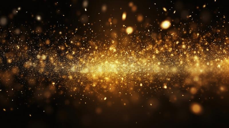Abstract of Gold Glitter Particles Magic Bright Sparks in Wave Motion. Generative Ai Stock ...