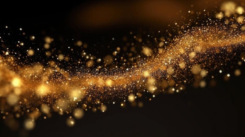 Abstract of Gold Glitter Particles Magic Bright Sparks in Wave Motion ...