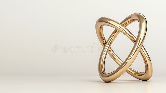 Abstract Gold Interlocking Rings Sculpture on White Background Stock ...