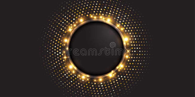 Abstract Gold Light Circle .Background with Gold Spangles .Golden Frame ...