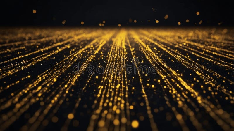 Abstract Gold Light Glow Dot Line Black Empty Black Background. Stock ...