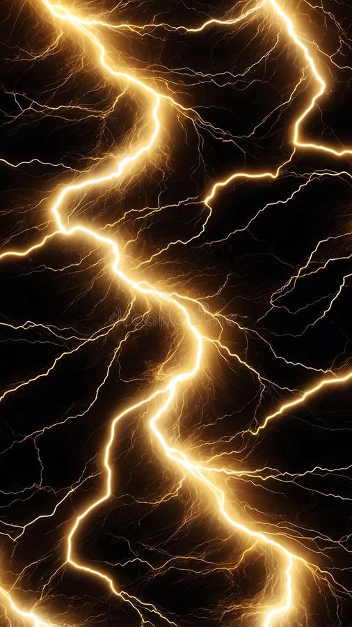 Abstract Gold Lightning Design in Black Ai Generated Stock Illustration ...