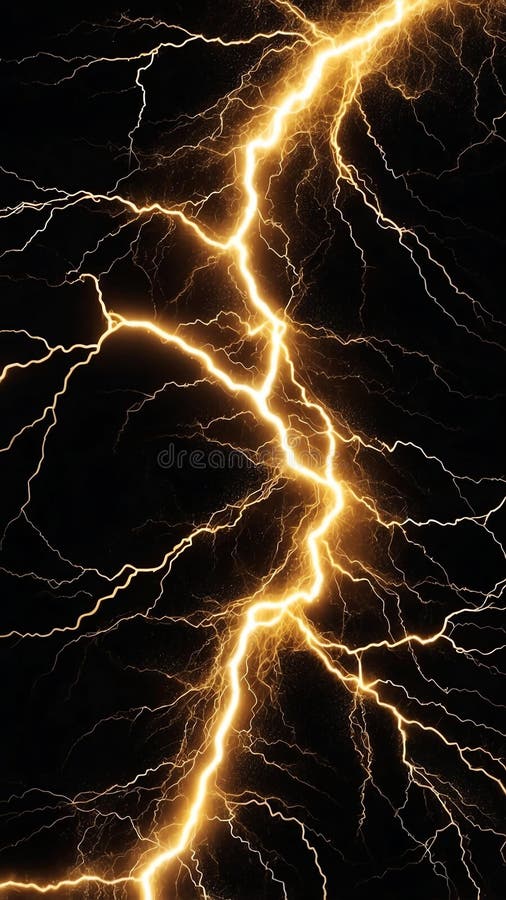 Abstract Gold Lightning Design in Black Ai Generated Stock Illustration ...