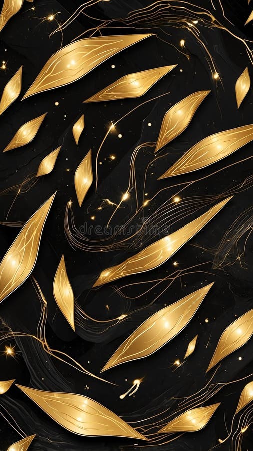 Abstract Gold Lightning Design in Black Ai Generated Stock Illustration ...