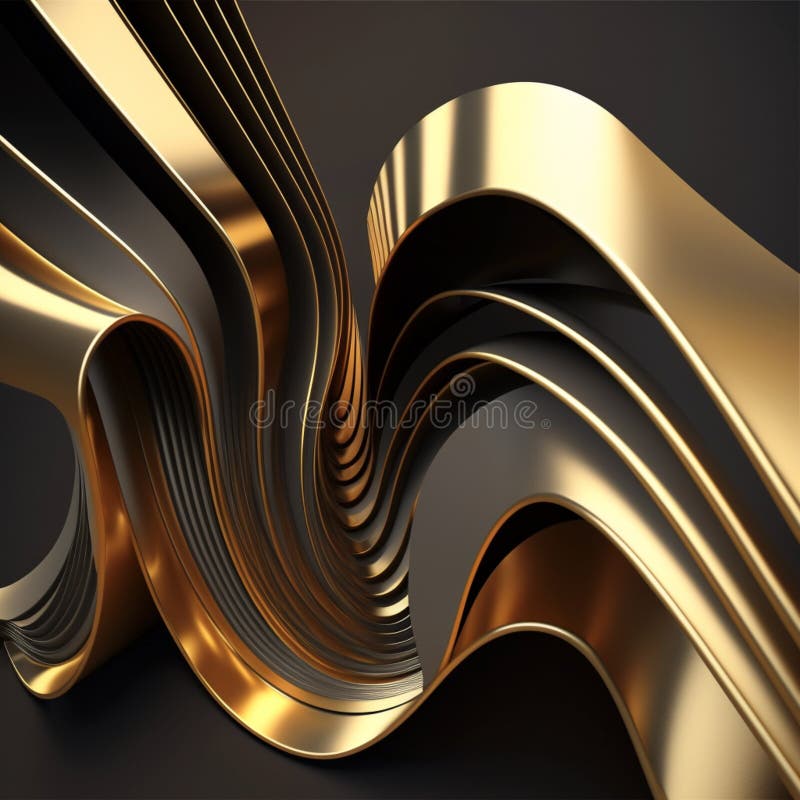 Abstract Gold Line, 3d Render Ai, Generative Stock Illustration ...
