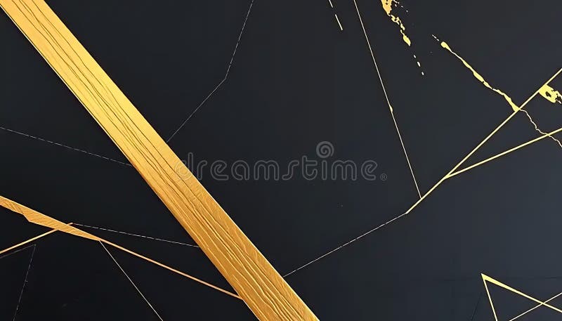 Abstract Gold Lines on Black Background Design Stock Illustration ...