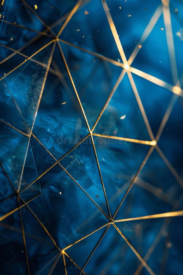 Abstract Gold Lines on Blue Background, Perfect for Wallpaper Design ...
