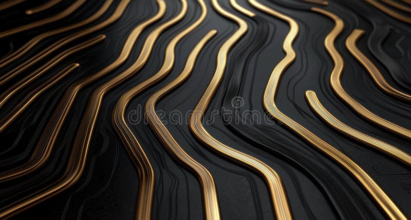 Abstract Gold Lines on a Dark Background. Stock Illustration ...