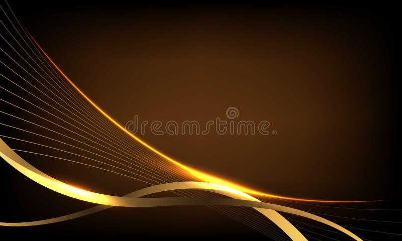 Abstract Gold Lines Wave Curve Luxury on Dark Brown Background Vector ...