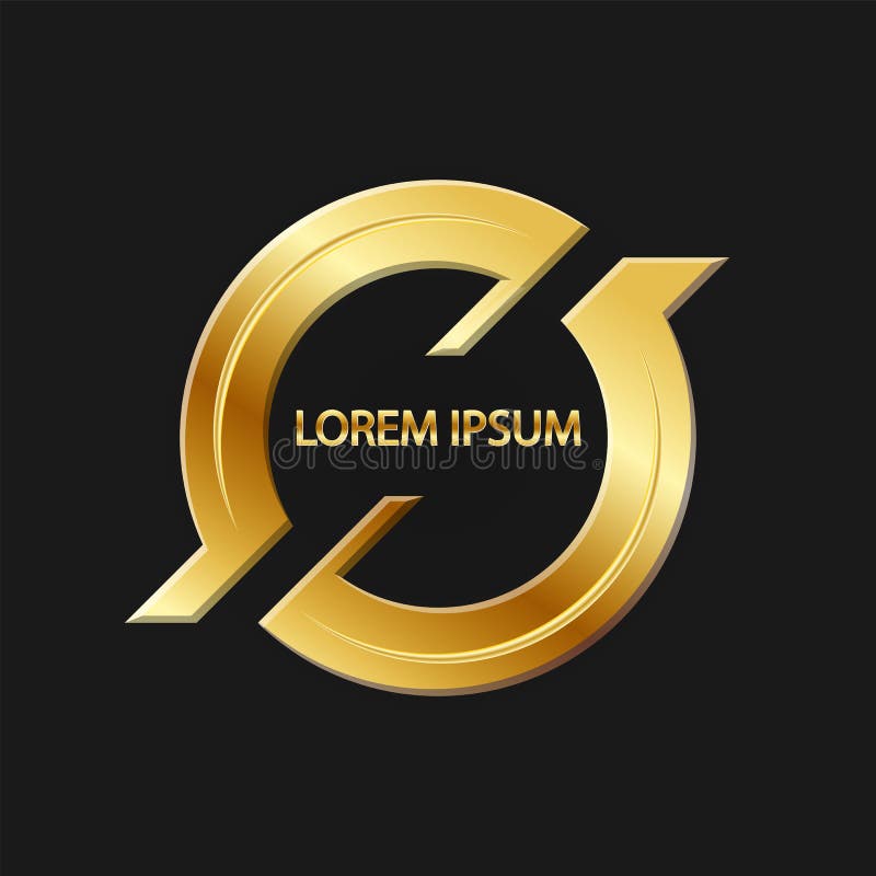Abstract Gold Logo on Black Background for Decoration and Design Stock ...