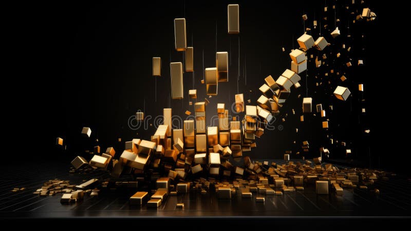 Abstract Gold Market and Demand Trend Visualization. Dynamic 3D ...