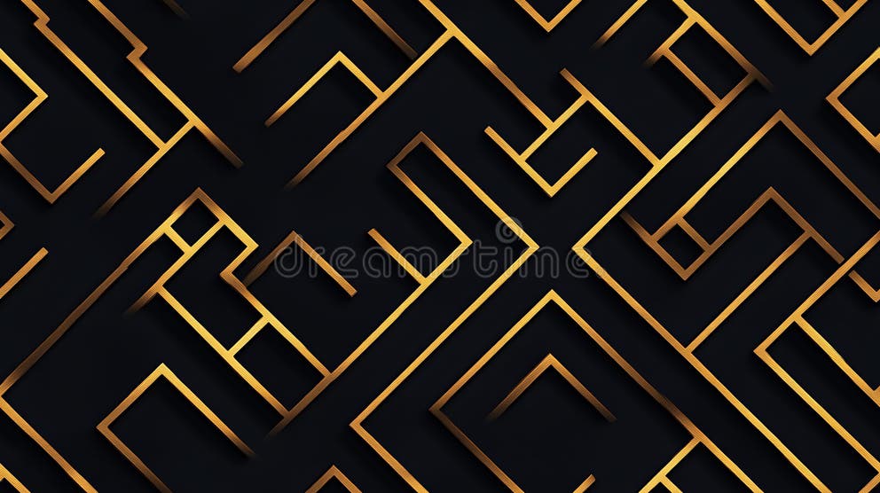 Abstract Gold Maze Pattern on Dark Background Stock Illustration ...