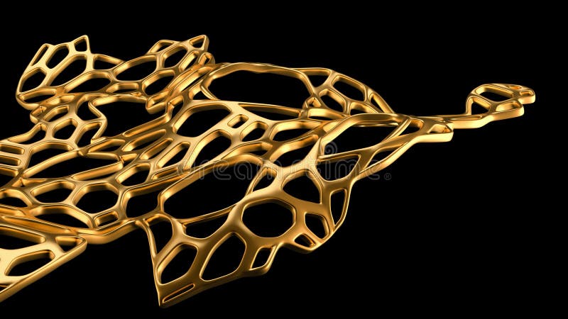 Abstract Gold Mesh on a Black Background. 3d Illustration, 3d Rendering ...