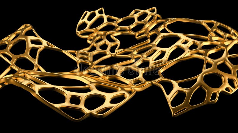 Abstract Gold Mesh on a Black Background. 3d Illustration, 3d Rendering ...
