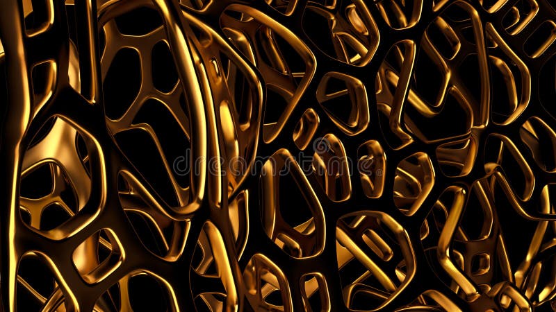 Abstract Gold Mesh on a Black Background. 3d Illustration, 3d Rendering ...