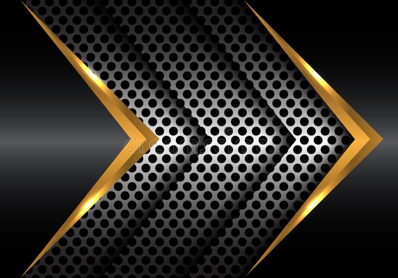 Abstract Gold Metal Arrow on Circle Mesh Design Modern Vector. Stock ...