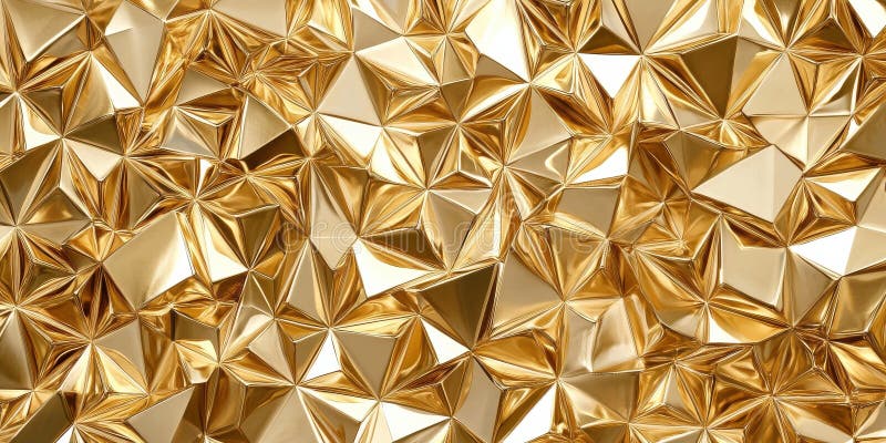 Abstract Gold Metallic Geometric Background with Shiny Faceted Surface ...
