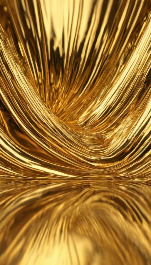 Abstract Gold Metallic Swirl with Reflective Patterns and Flowing ...