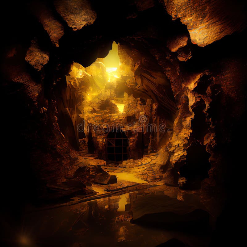 Abstract Gold Mine 3d. Generative AI Stock Illustration - Illustration ...