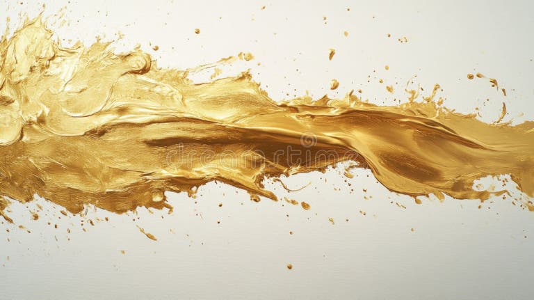 Abstract Gold Paint Splash on White Background Stock Illustration ...