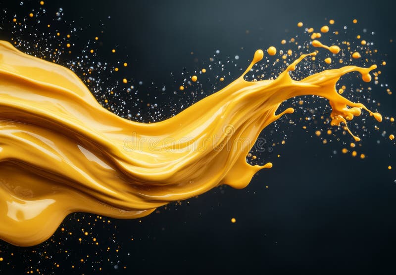 Abstract Gold Paint Splatter Creates an Artistic Burst on a Black ...