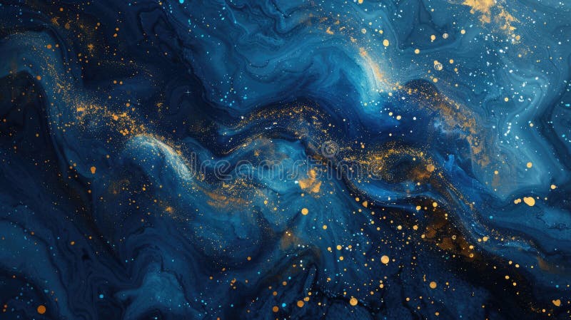 Abstract of Gold Particle Color in Blue Wave Wavering in Luxury Design ...