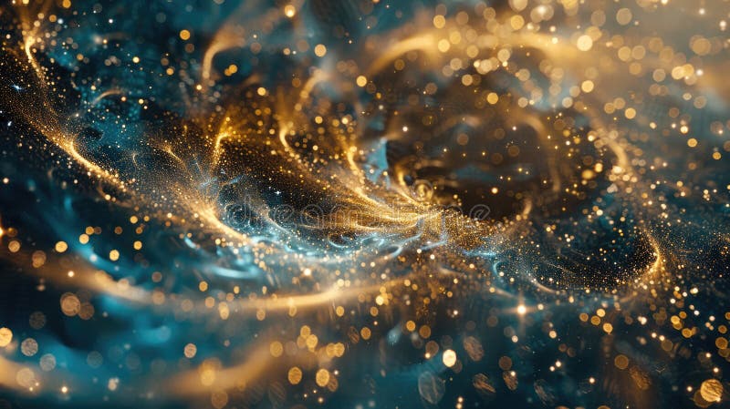 Abstract of Gold Particle Color in Blue Wave Wavering in Luxury Design ...