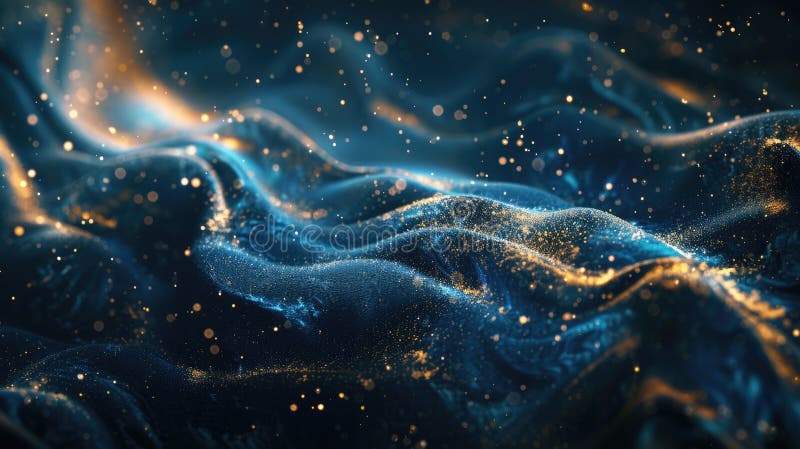 Abstract of Gold Particle Color in Blue Wave Wavering in Luxury Design ...