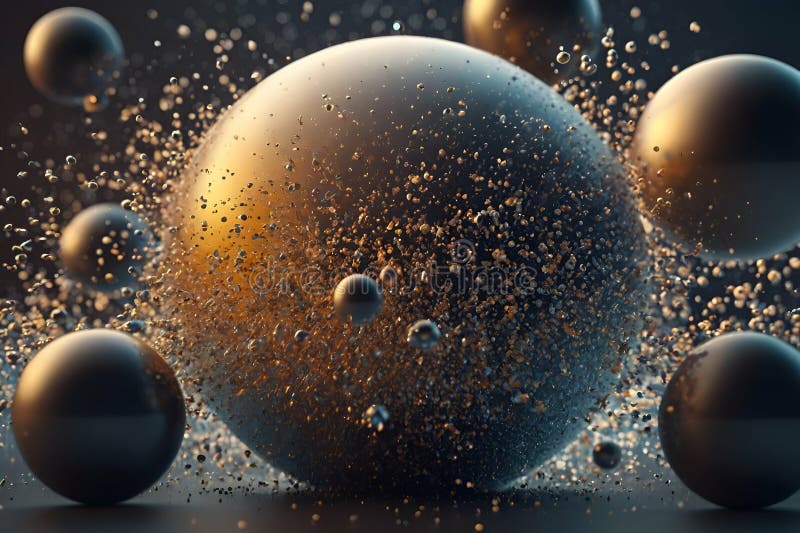 Abstract Gold Particles Background with Sphere Shape Stock Illustration ...