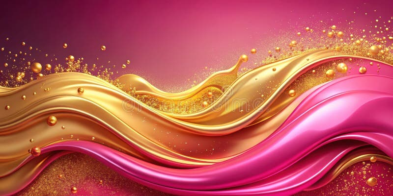Abstract Gold and Pink Liquid Wave Design with Golden Particles ...