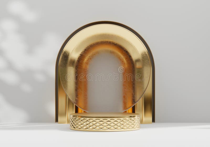 Abstract Gold Podium Platform for Product Display Showcase 3D Rendering ...