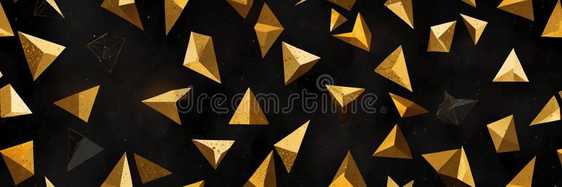Abstract Gold Polygon Triangles on Black Background Design Ai Generated ...