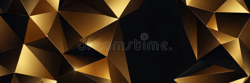 Abstract Gold Polygon Triangles on Black Background Design Ai Generated ...