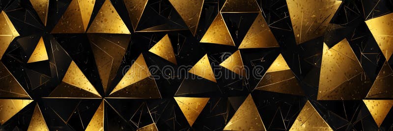 Abstract Gold Polygon Triangles on Black Background Design Ai Generated ...