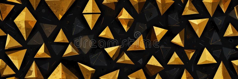 Abstract Gold Polygon Triangles on Black Background Design Ai Generated ...