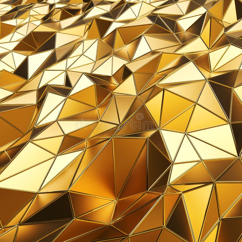 Abstract Gold Polygons 3D Rendering Background. Stock Illustration ...